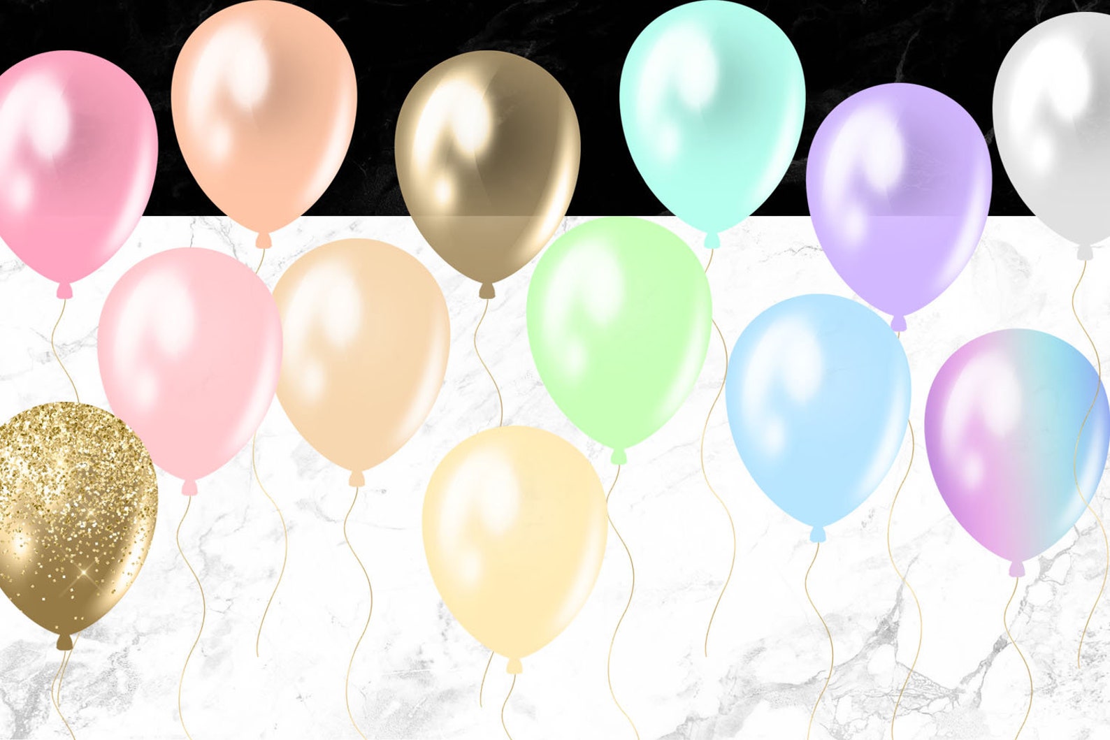Pastel Rainbow Balloons Clipart Pastel Party Clip Art | Etsy