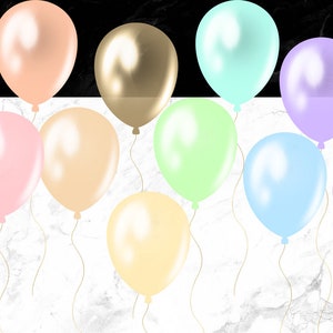 Pastel Rainbow Balloons Clipart - Pastel Party Clip Art Balloons in ...