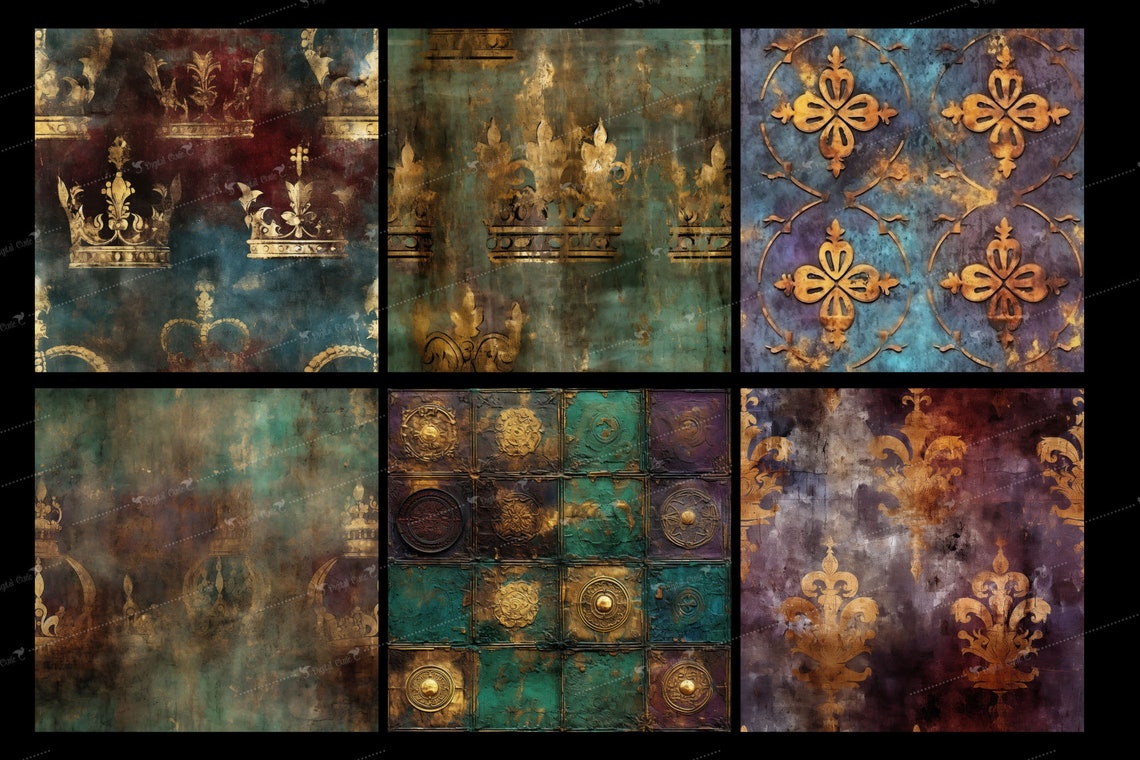 Vintage Royalty Digital Paper, Seamless Textures, Rustic Vintage ...