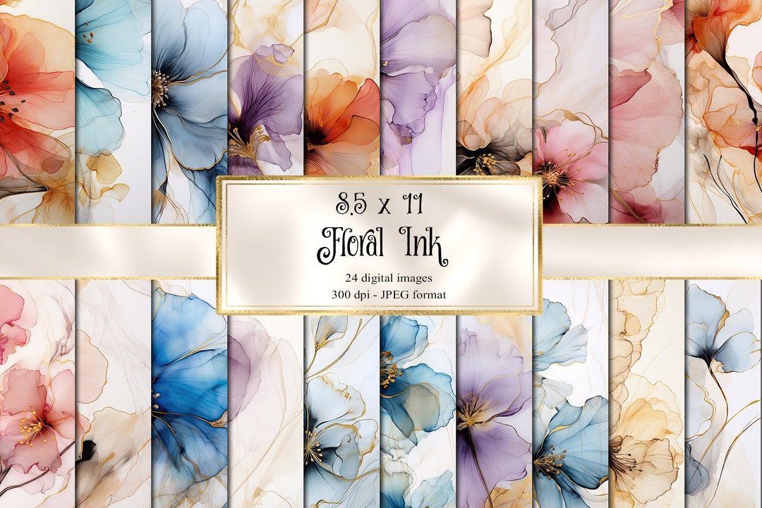 Floral Ink Digital Paper, Scrapbook Journal Pages (digital Download) - Etsy