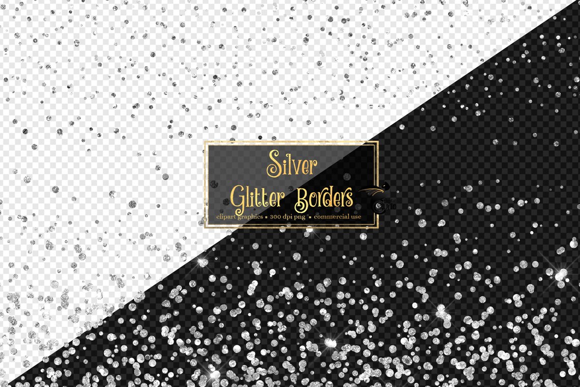 Silver Glitter Borders Clipart, PNG Overlays (digital Download) - Etsy