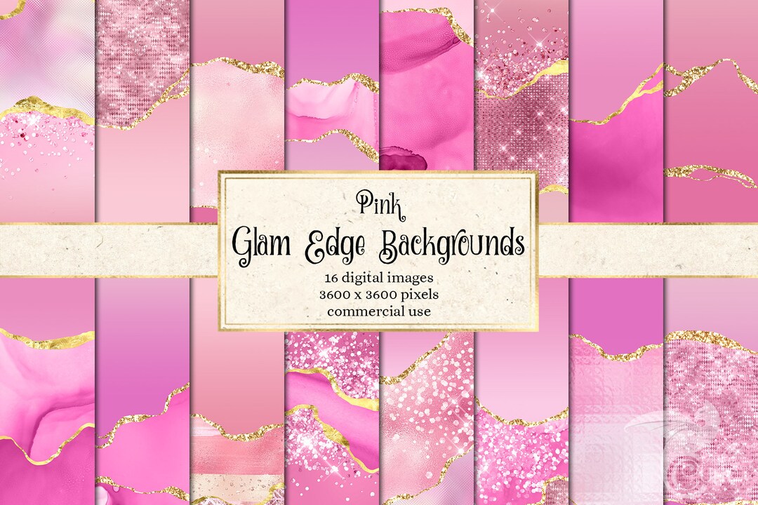 Pink Glam Digital Paper – Gold Glitter Textures (commercial Use ...