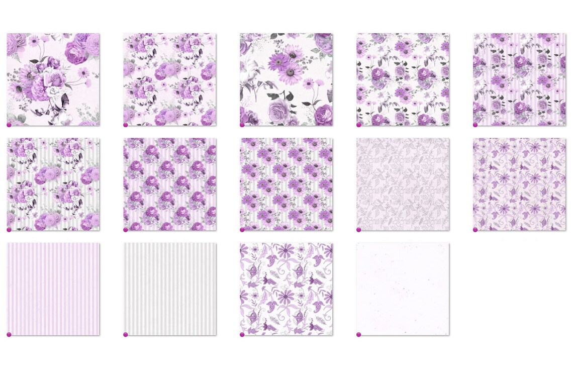Purple Floral Digital Paper Seamless Backgrounds With Purple - Etsy