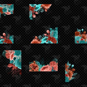 5x7 Turquoise and Coral Floral Overlays, Rustic Wedding Flowers ...