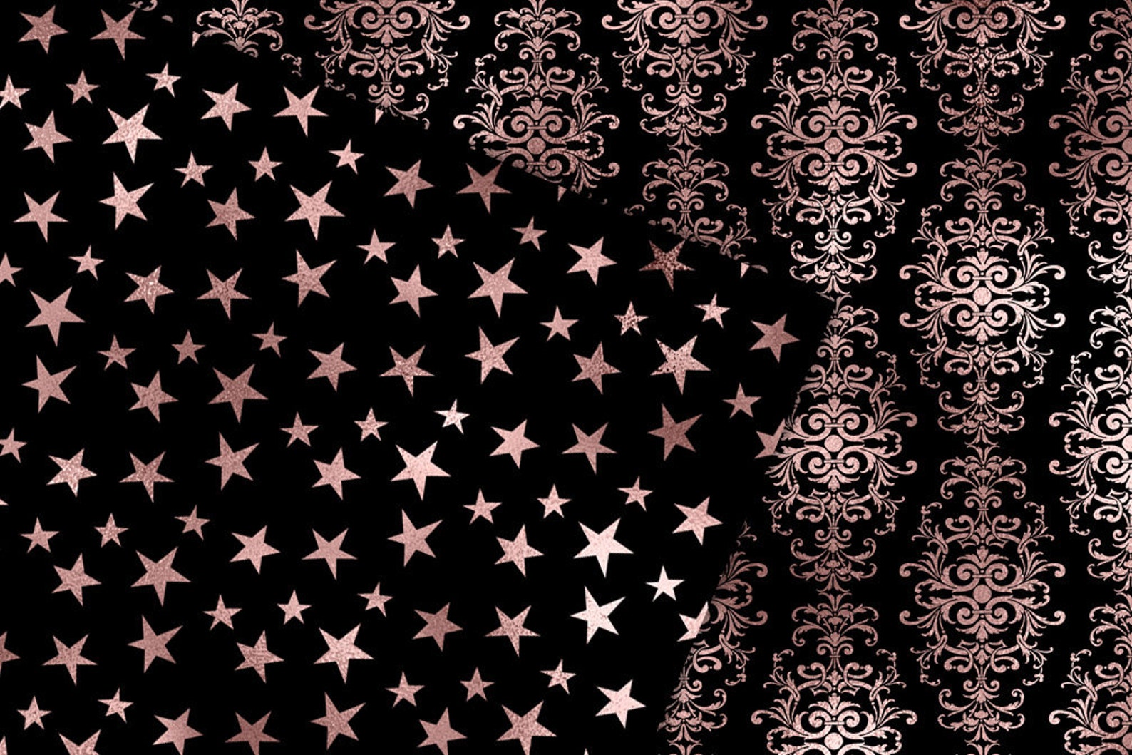 Rose Gold and Black Digital Paper Seamless Rose Gold Backgrounds ...