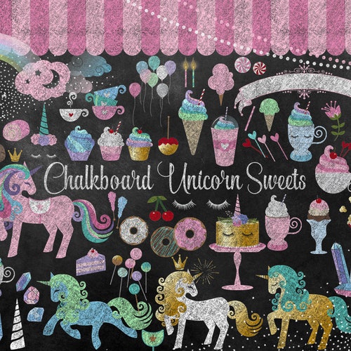 Unicorn Sweets Clipart PNG Vector Unicorn Clip Art Graphics - Etsy