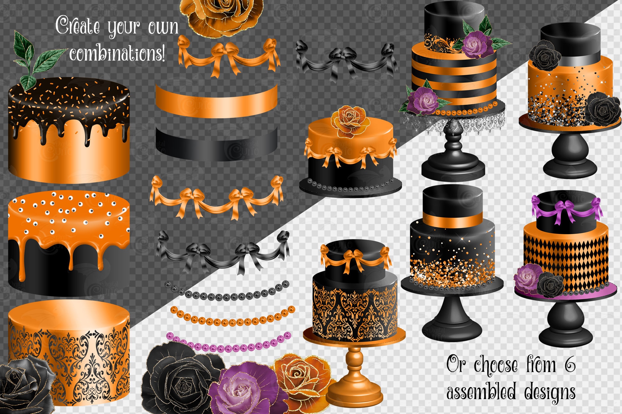 Halloween Cakes Clipart Digital Instant Download Cake Clip - Etsy
