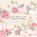 Pink White and Gold Watercolor Pumpkins Clip Art - Sparkling Gold ...