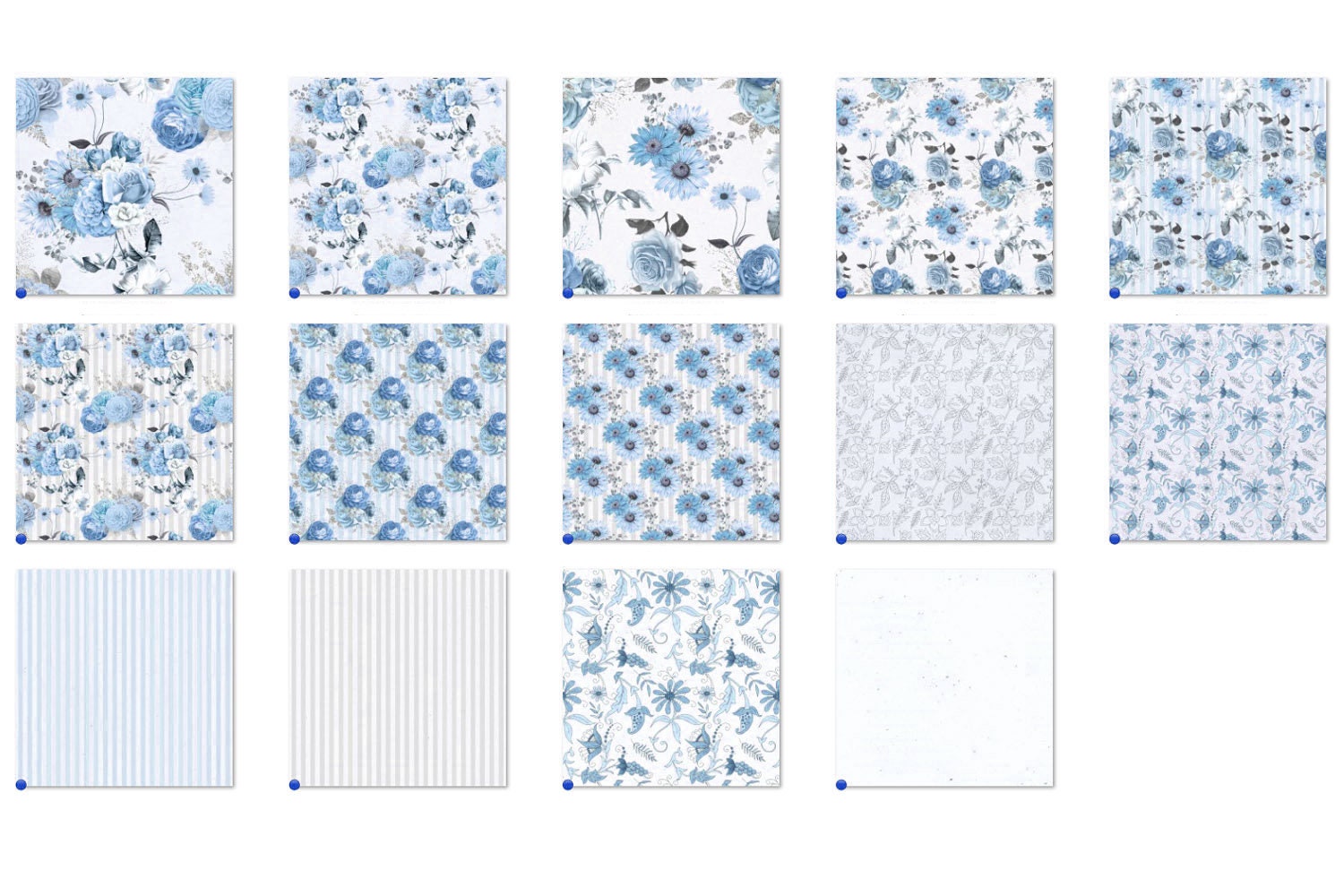 Blue Floral Digital Paper Seamless Backgrounds With Blue - Etsy