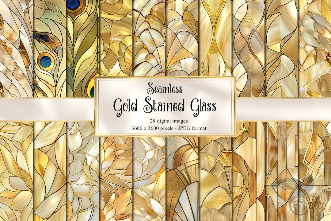 Gold Stained Glass Digital Paper, Seamless Printable Textures (digital ...