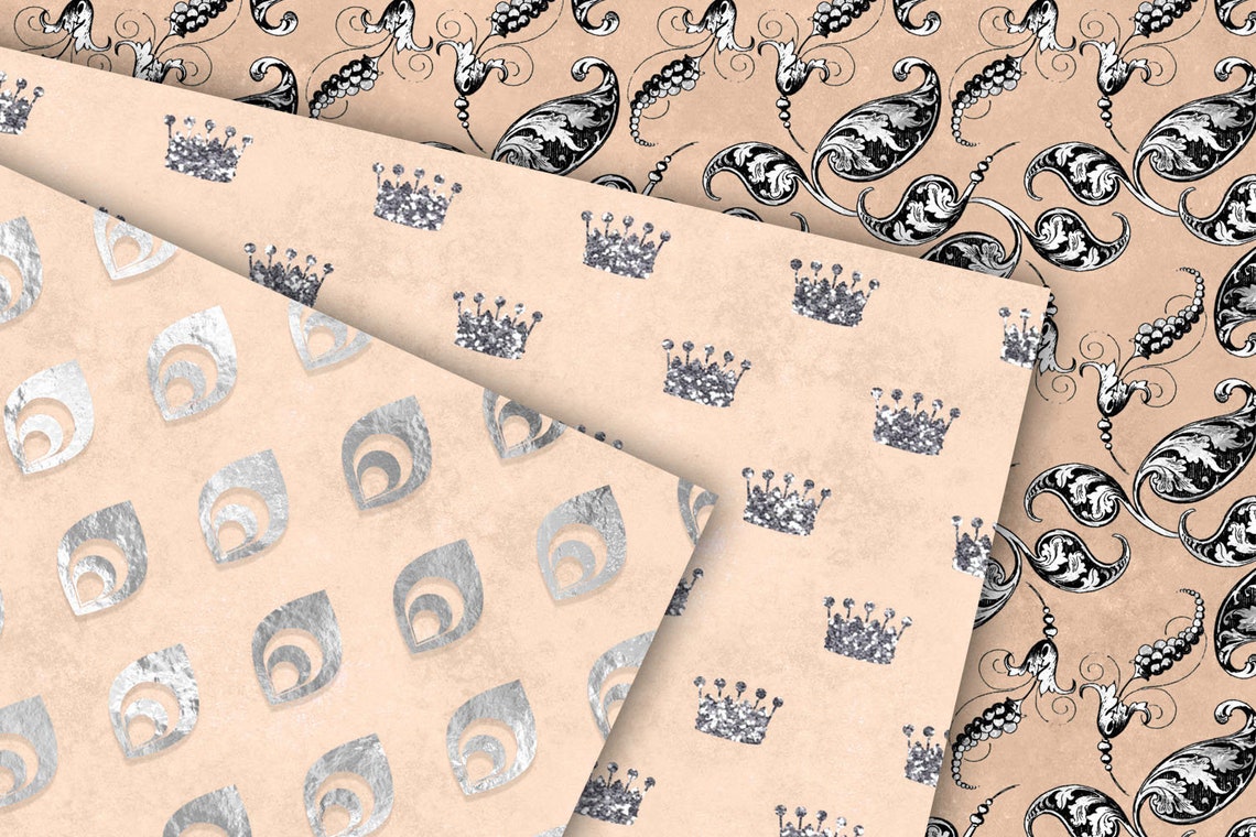 Peach and Silver Peacock Digital Paper Seamless Peacock - Etsy