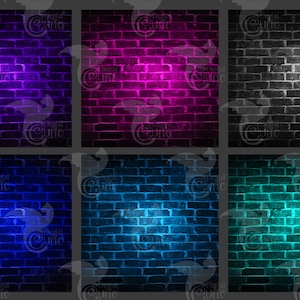 Neon Brick Wall Backgrounds - Digital Paper in Neon Colors Instant ...