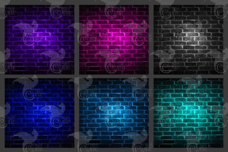 Neon Brick Wall Backgrounds Digital Paper in Neon Colors - Etsy
