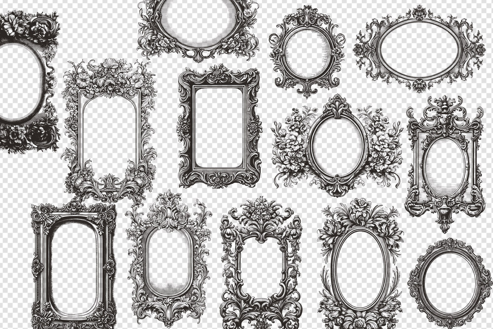 Vintage Victorian Frames Clipart Shabby Clip Art Graphics - Etsy UK