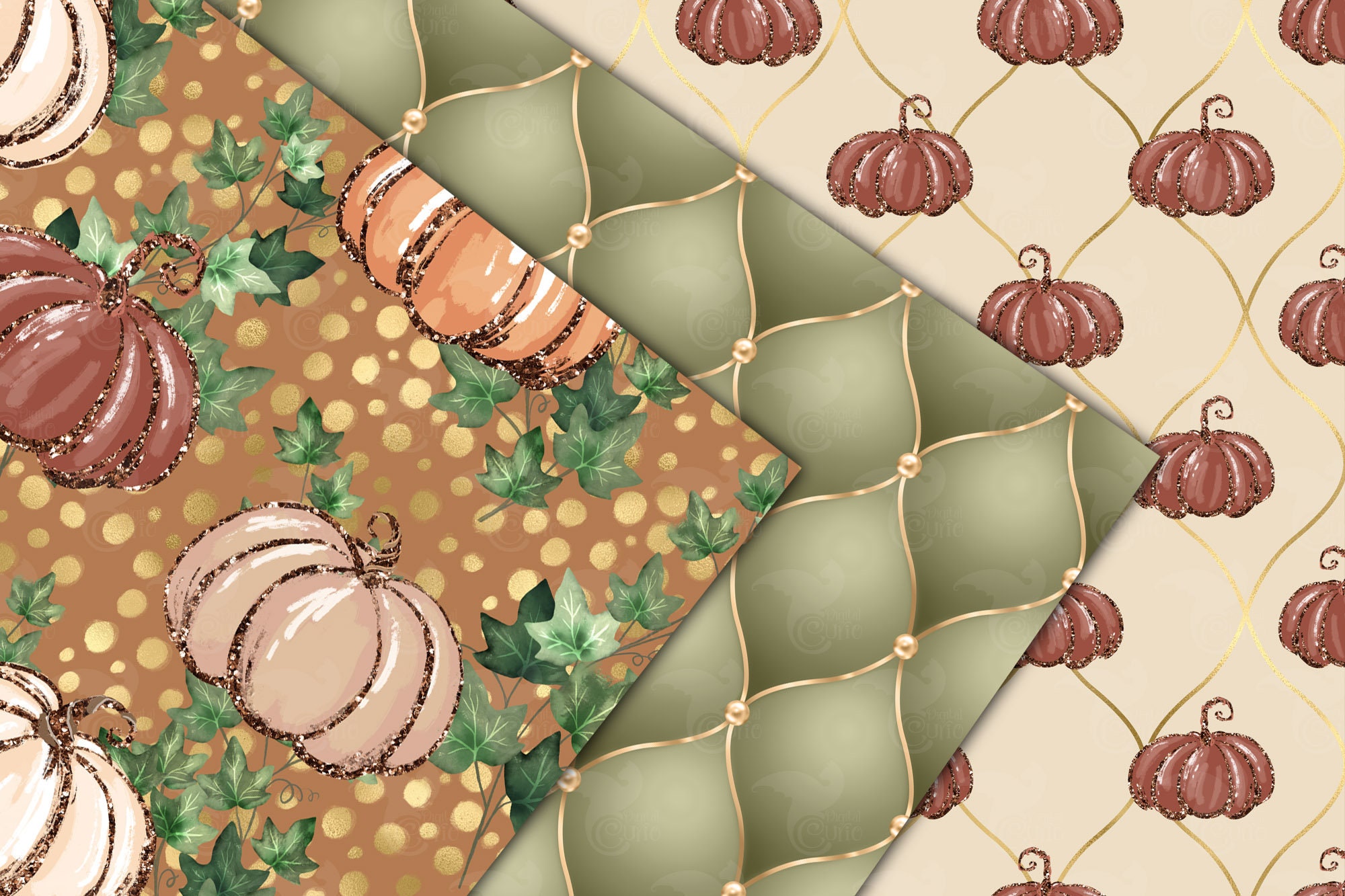 Pumpkin Spice Digital Paper Seamless Fall Patterns Printable - Etsy
