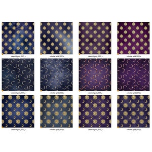 Celestial Gold Digital Paper, Sun and Moon Patterns (digital Download ...