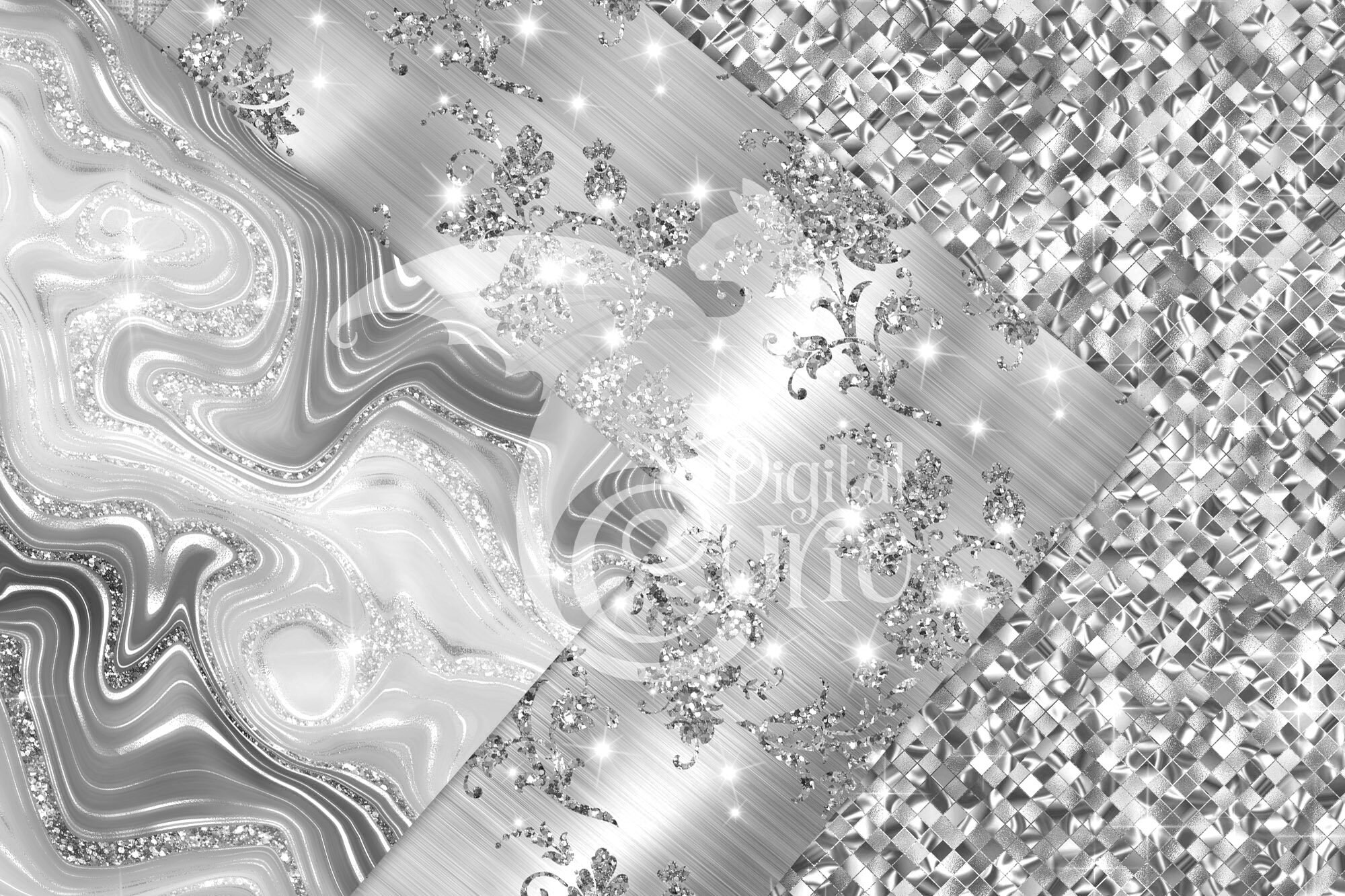 Luxury Silver Digital Paper 2 Seamless Silver Textures - Etsy