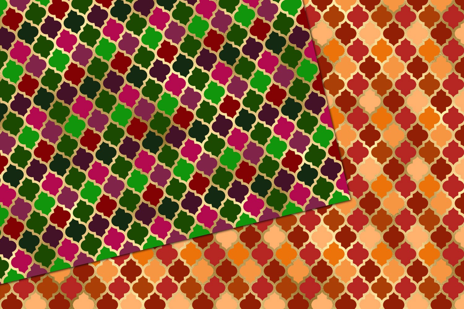 Jewel Tone Quatrefoil Digital Paper Seamless Patterns and | Etsy