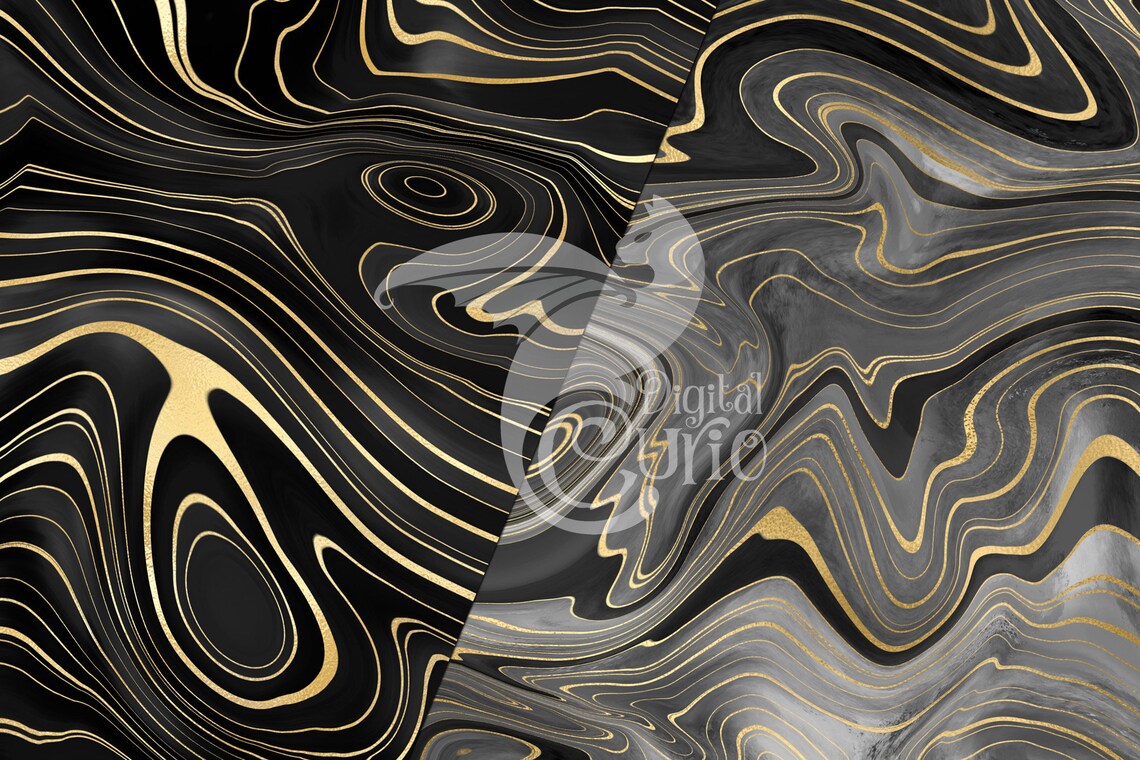 Black and Gold Strata Textures Seamless Digital Papers With - Etsy