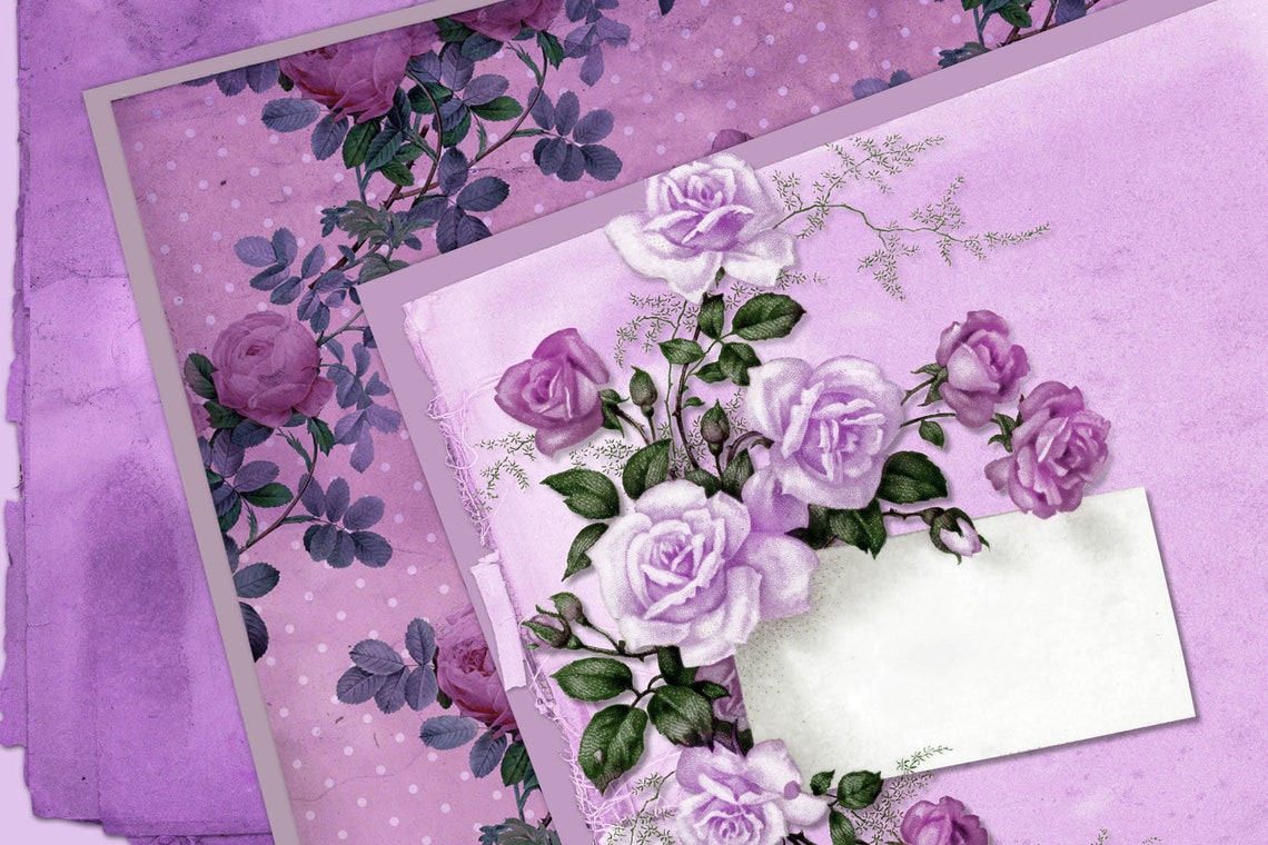 Old Shabby Purple Paper Textures Vintage Rustic Shabby Flower - Etsy