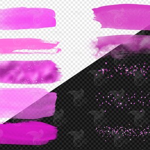 Hot Pink Brush Strokes Clipart, Glitter Watercolor Paint Elements in ...