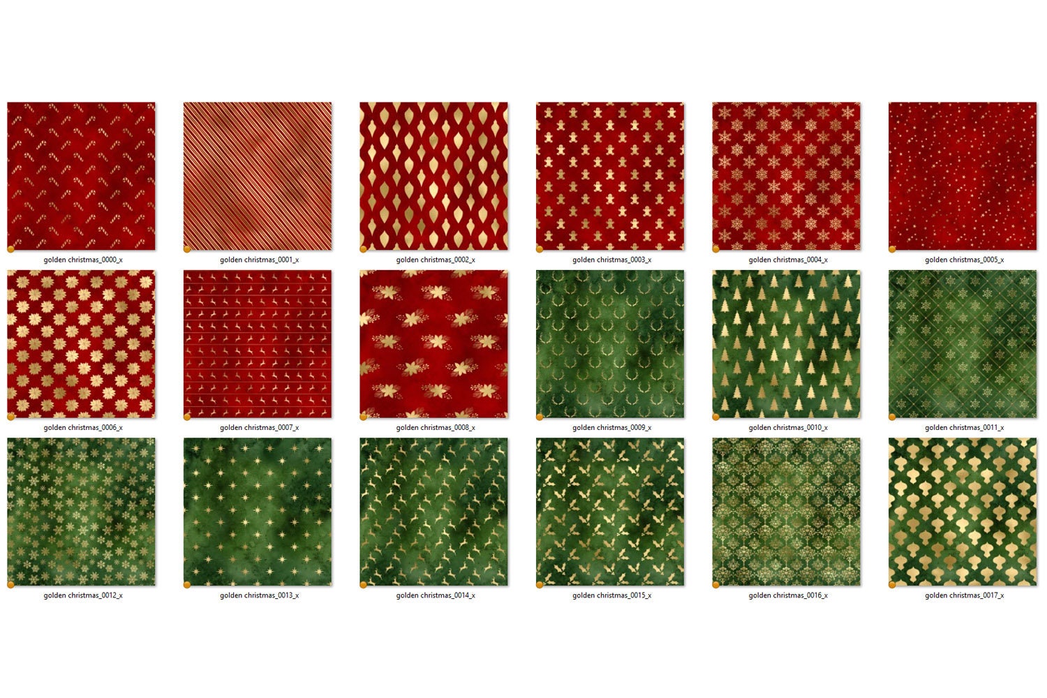 Golden Christmas Digital Paper, Seamless Holiday Patterns (digital ...