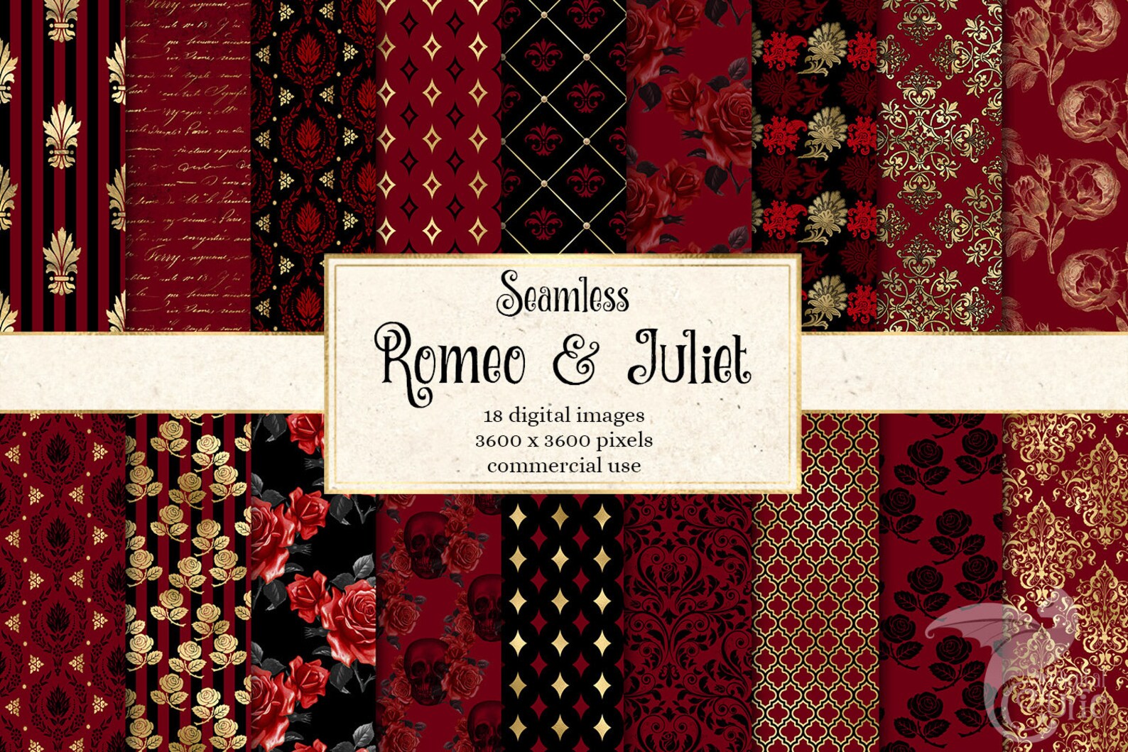 Romeo and Juliet Digital Paper Seamless Renaissance Paper - Etsy Canada
