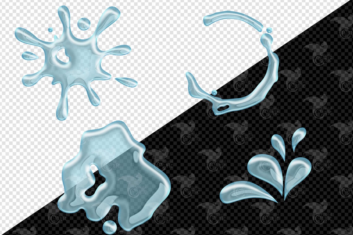 Water Drips and Splashes Clipart - Digital Clip Art Overlays Instant ...