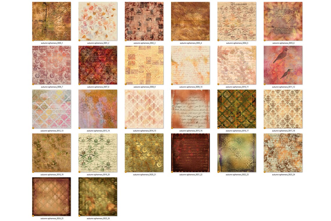 Autumn Ephemera Digital Paper, Vintage Textures (digital Download) - Etsy
