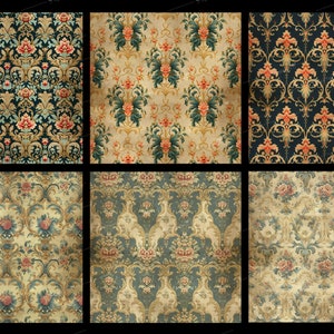 Victorian Floral Damask Digital Paper, Instant Download Vintage ...