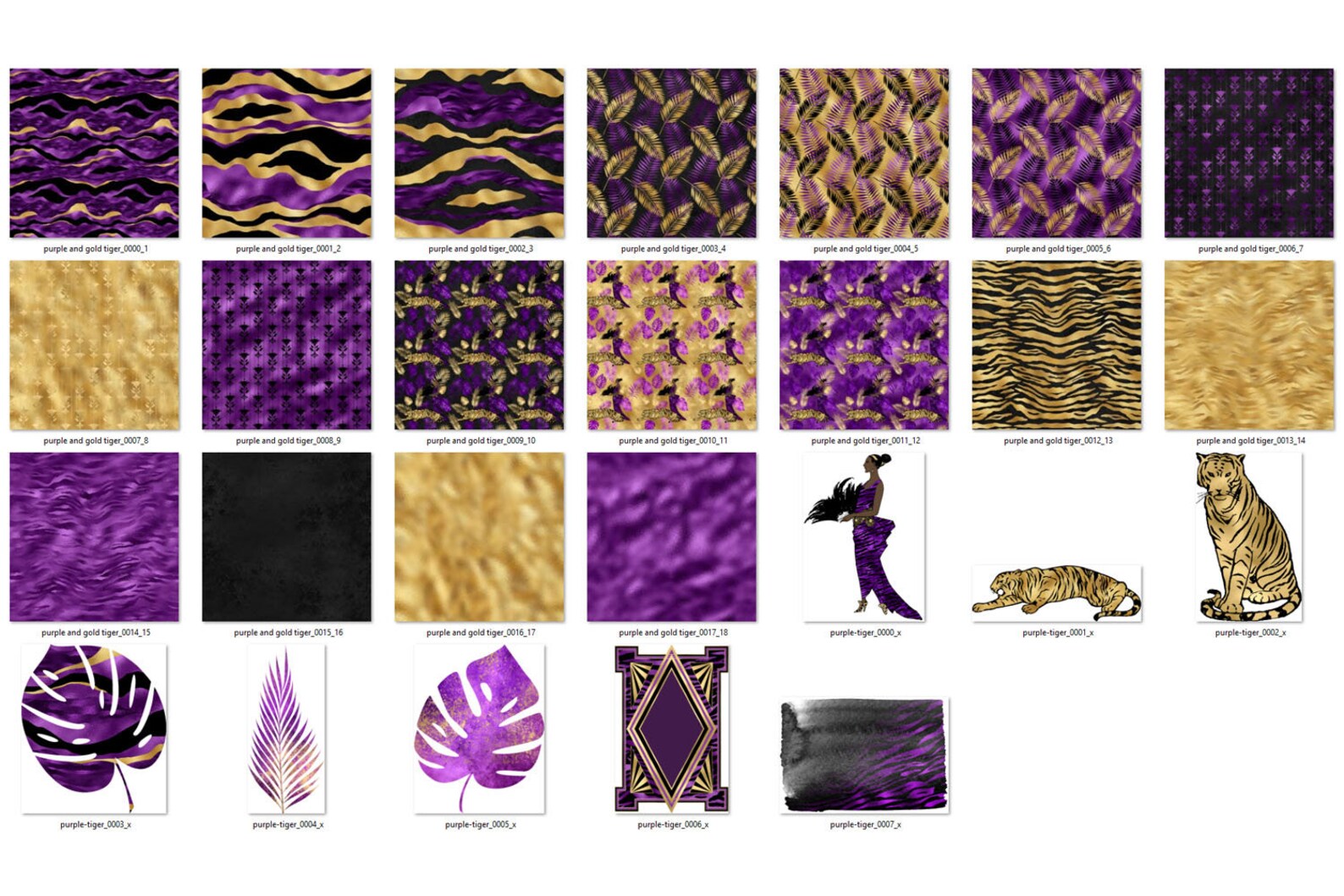 Purple and Gold Tiger Digital Paper Seamless Tiger Stripe - Etsy