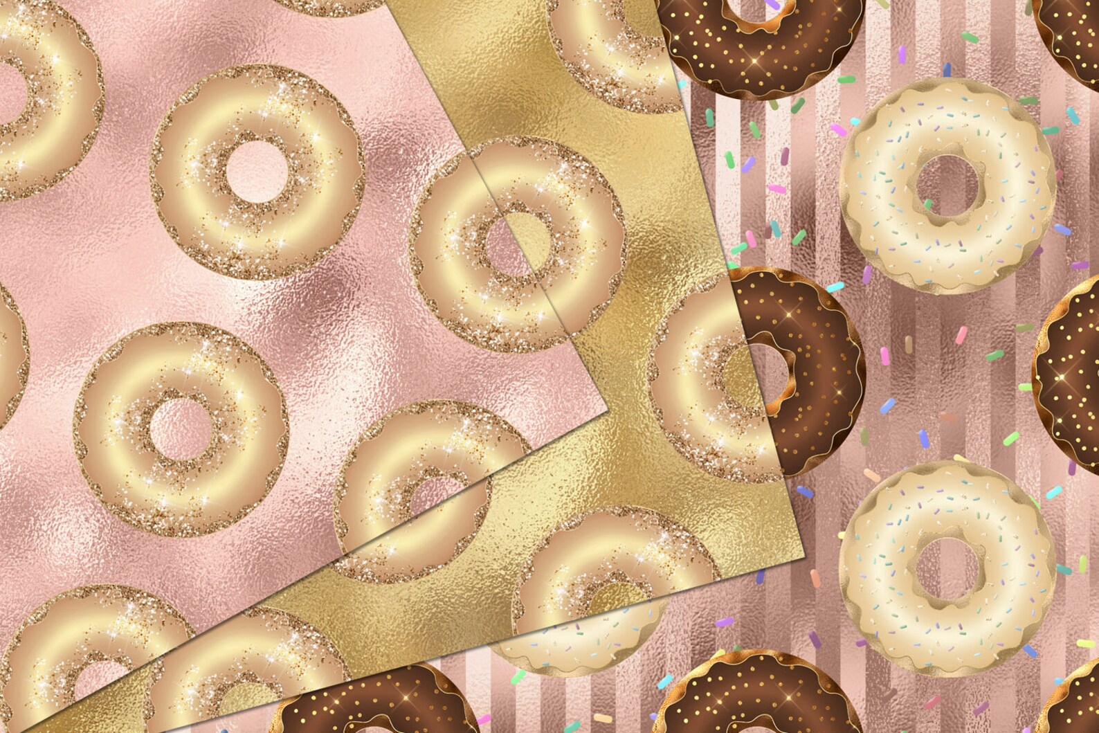 Glitter Donut Digital Paper Seamless Backgrounds With Glitter - Etsy