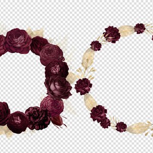 Burgundy and Gold Wreaths Clipart, Burgundy Rose Wreath Clip Art in PNG ...