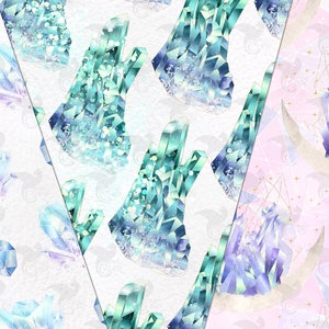 Watercolor Crystals Digital Paper, Seamless Patterns With Rainbow ...