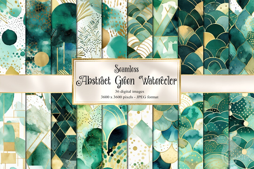 Abstract Green Watercolor Digital Paper - Seamless Paint Textures ...