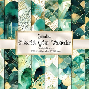 Abstract Green Watercolor Digital Paper - Seamless Paint Textures ...