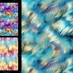 Iridescent Fur Digital Paper, Seamless Faux Fur Monster Pelt Textures ...