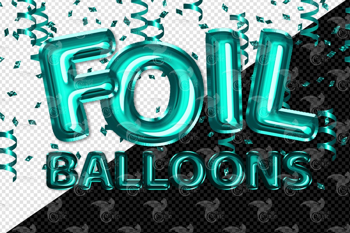 Teal Foil Balloon Alphabet Clip Art Digital Instant Download - Etsy