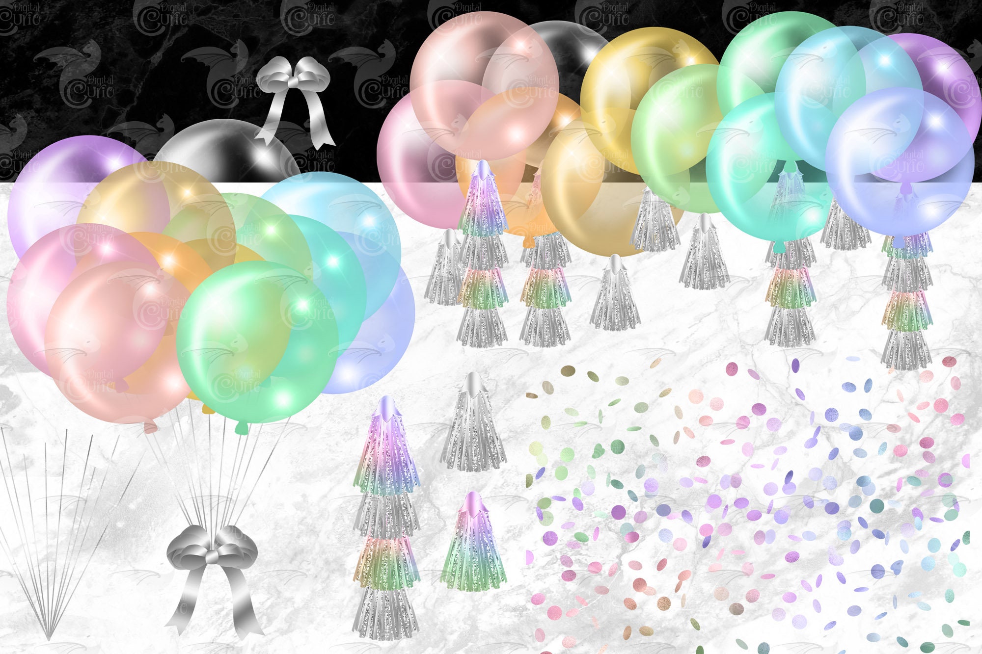 Rainbow Pastel Round Balloons Clipart Digital Clip Art - Etsy