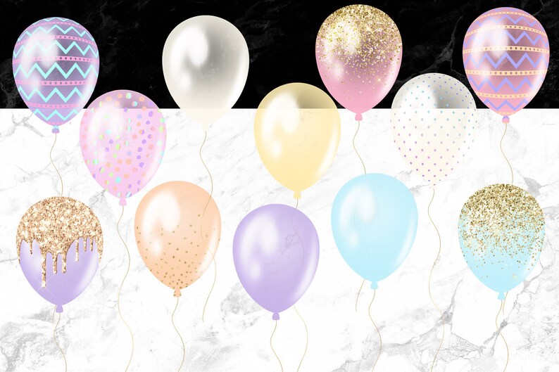 Easter Balloons Clipart Pastel Rainbow Glitter Balloon - Etsy