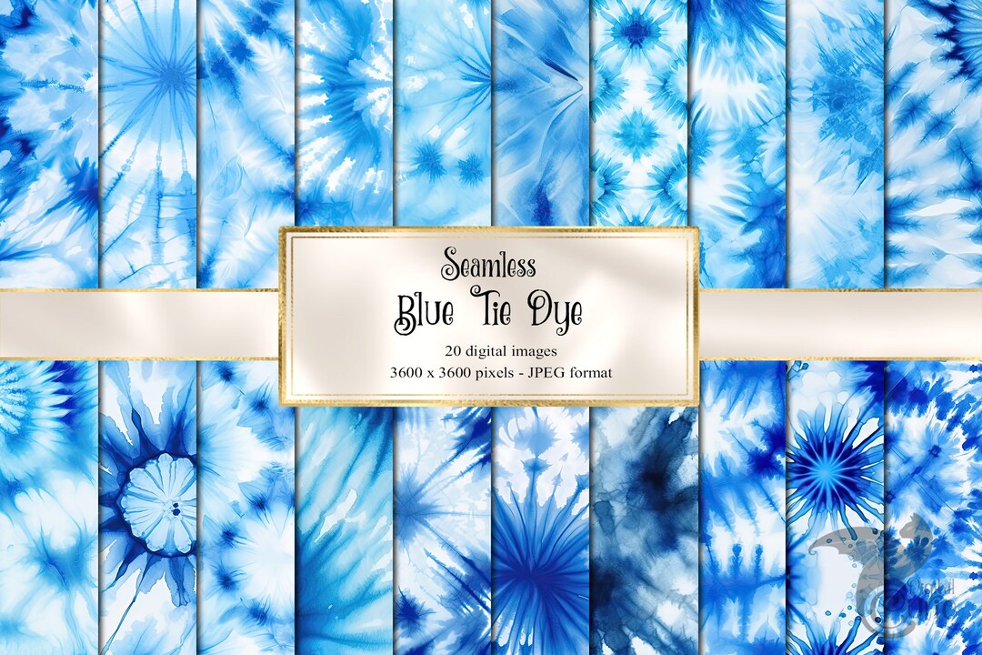 Blue Tie Dye Digital Paper, Seamless Printable Textures Printable ...