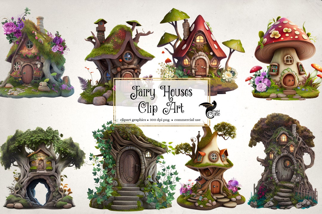 Fairy Houses Clipart - Fairy Fantasy Clip Art Graphics for Altered Art ...