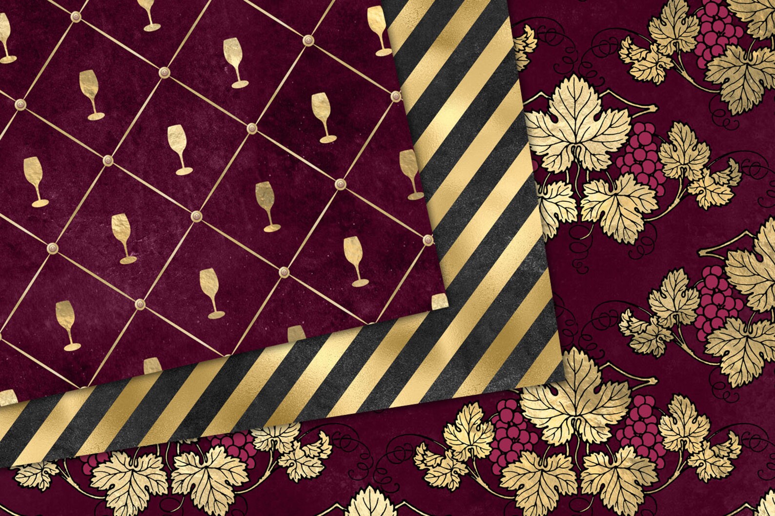 Vin Rouge Digital Paper, Wine Bottles, Seamless French Pattern (digital ...