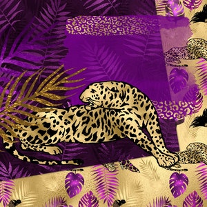 Purple and Gold Leopard Digital Paper, Seamless Leopard Spot Patterns ...