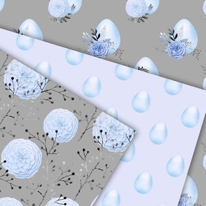Blue Easter Egg Digital Paper, Seamless Easter Patterns With Baby Blue ...