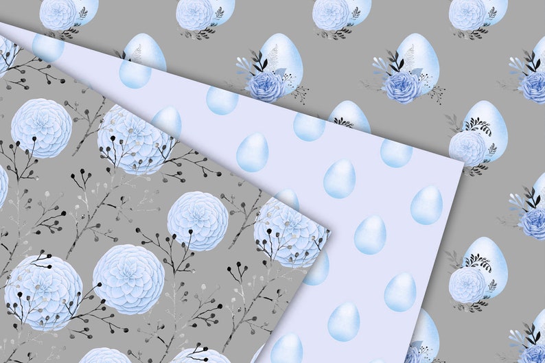 Blue Easter Egg Digital Paper seamless Easter patterns with | Etsy