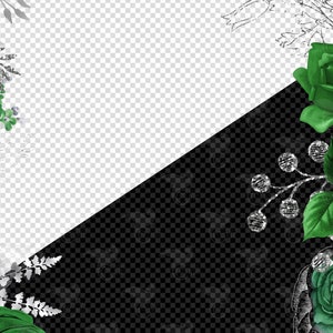 5x7 Green and Silver Floral Overlays for Invitations, Planners, Journal ...