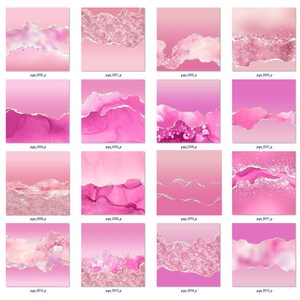 Pink and Silver Glam Edge Backgrounds - Digital Paper With Metallic ...