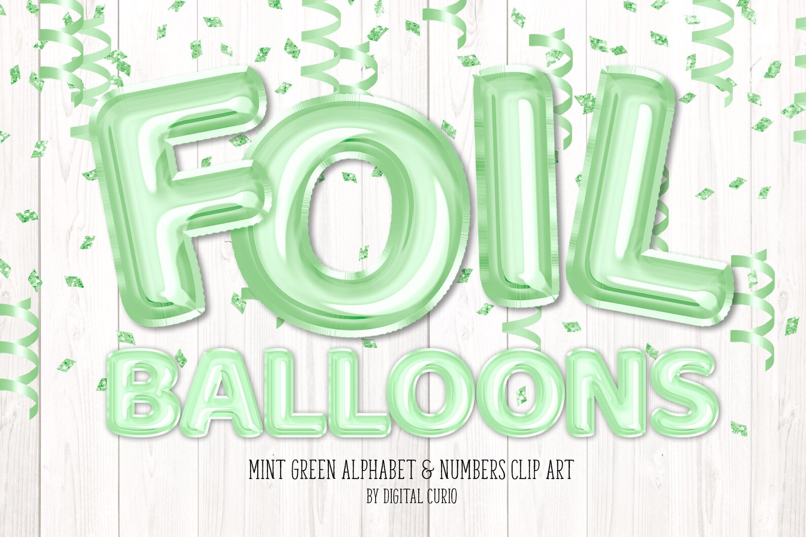 Mint Green Foil Balloon Alphabet Clip Art Digital Instant - Etsy