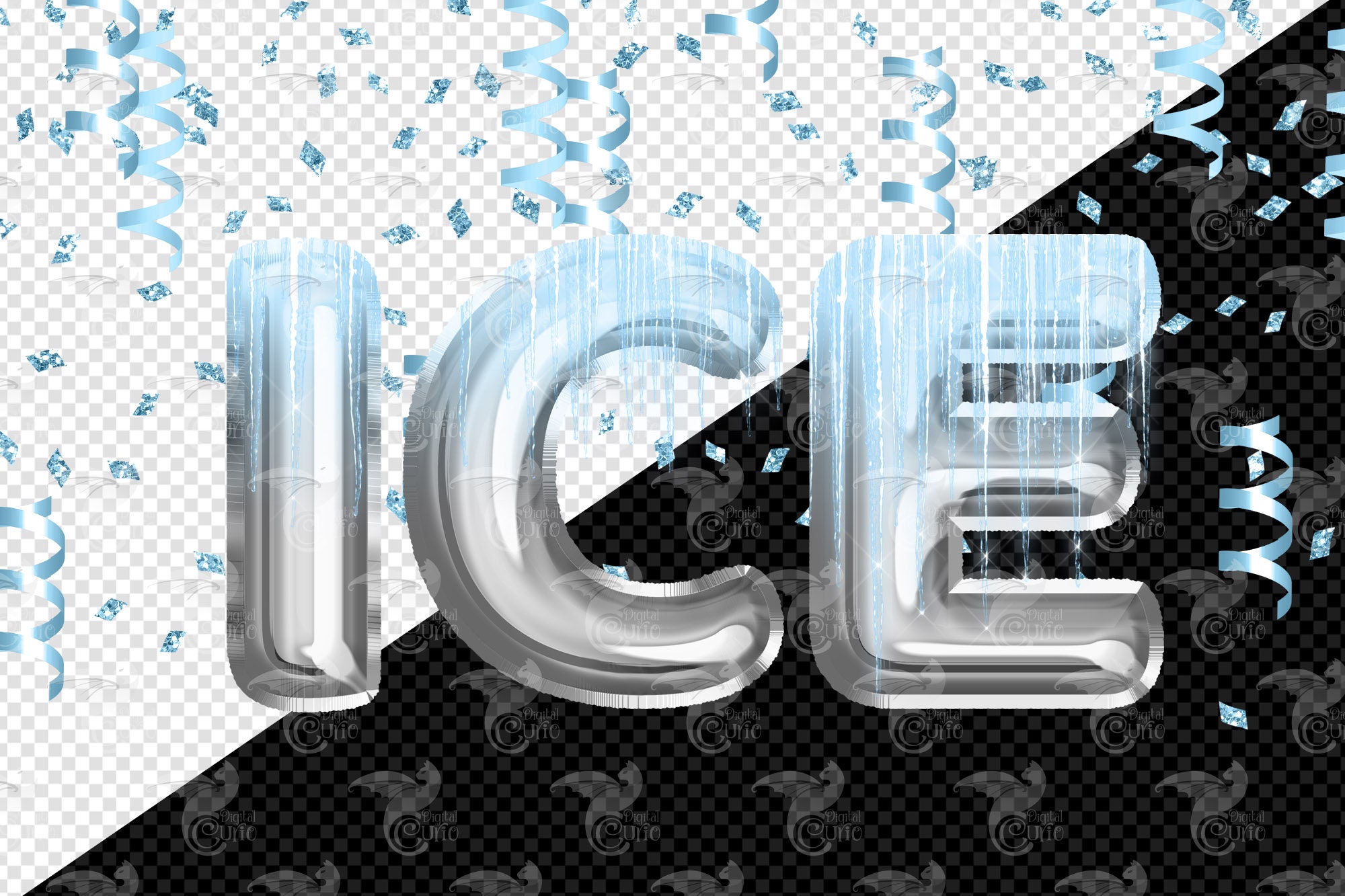 Silver Icicle Foil Balloon Alphabet Clip Art Glitter | Etsy